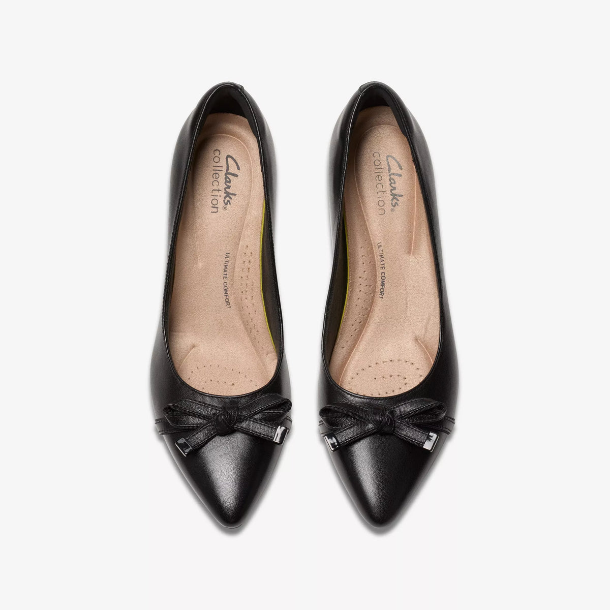 Clarks - Black Leather Heels with Bow Details – Imelda